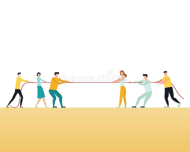Business Competition Vector Concept with Teams in Tug of War Pulling ...