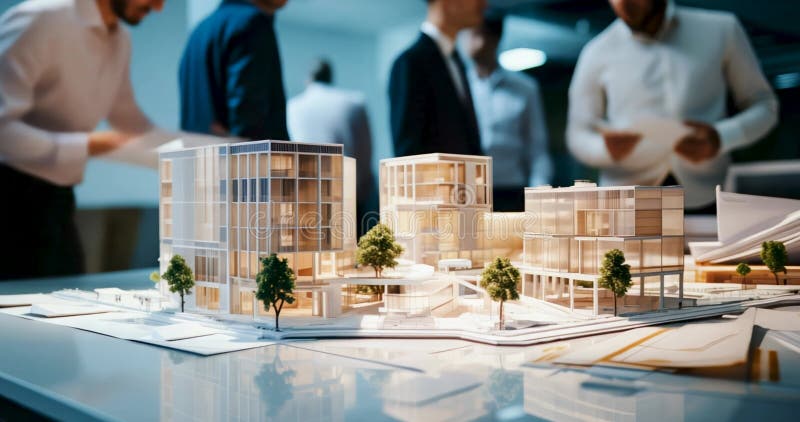 Business Complex Scale Model on the Table. Real Estate Developers ...