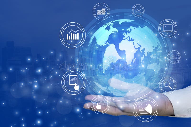 Business Computer Network. Business Hand with Global Template Stock ...