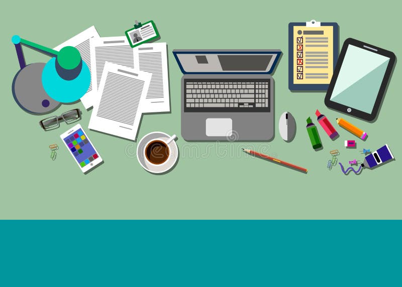 Business Computer Vector Desk Icon Office Stock Vector - Illustration ...