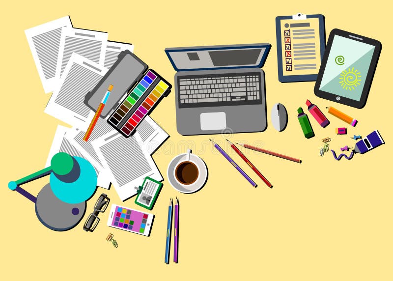 Business Computer Vector Desk Icon Office Stock Vector - Illustration ...