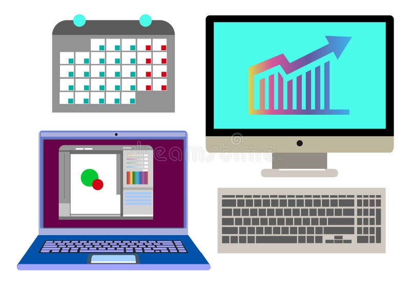 Business Computer Vector Desk Icon Office Stock Vector - Illustration ...