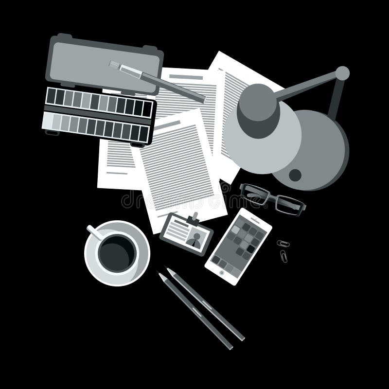 Business Computer Vector Desk Icon Office Work Communication Lap Stock ...