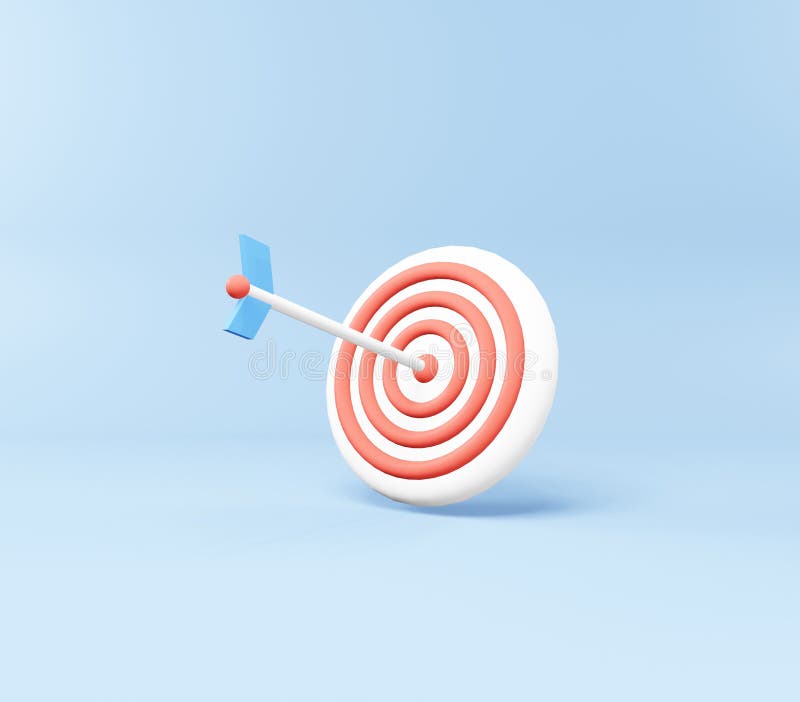 Business Concept. an Arrow Hit a Target on a Blue Background Stock ...