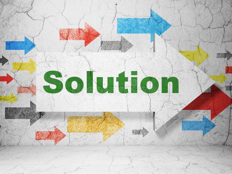 Business Concept: Arrow with Solution on Grunge Wall Background Stock ...