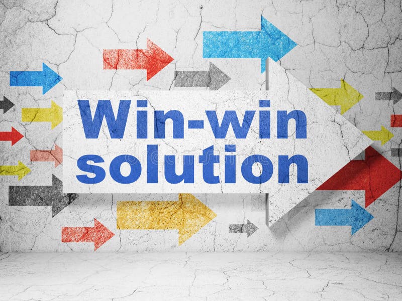 Business Concept: Arrow with Win-win Solution on Grunge Wall Background ...