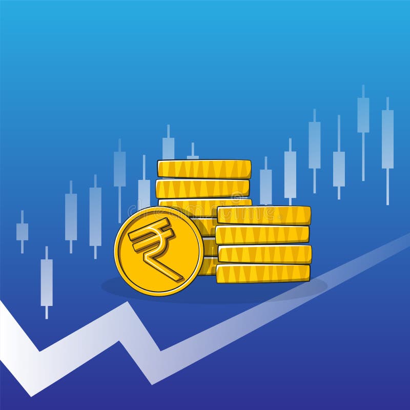 Business Concept Background with Rupee Coins Stack and Upping Graph ...