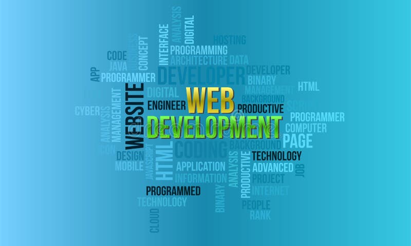 Business Concept Background, Web Development Futuristic Word Cloud Stock Vector - Illustration ...