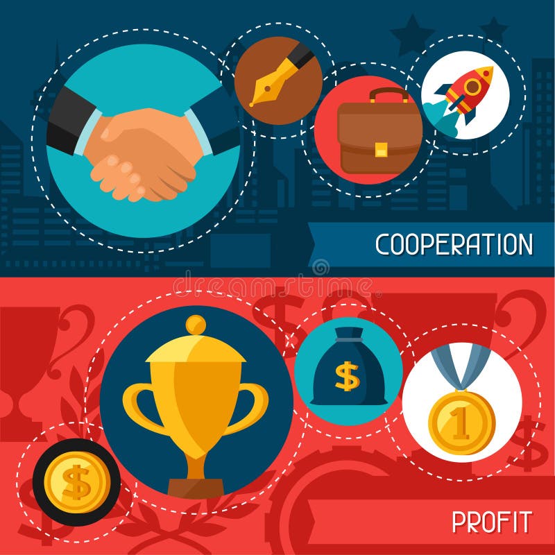 Business Concept Banners of Cooperation and Profit Stock Vector ...