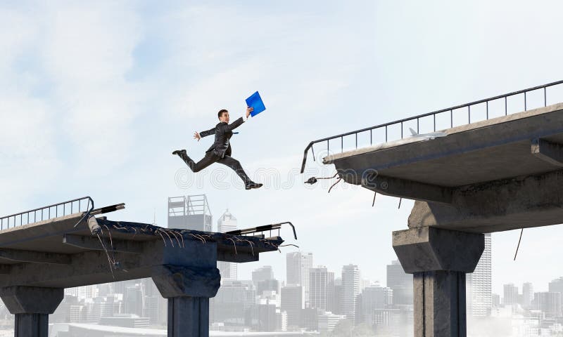 Business Concept of Businessman Overcome the Problems . Mixed Media ...