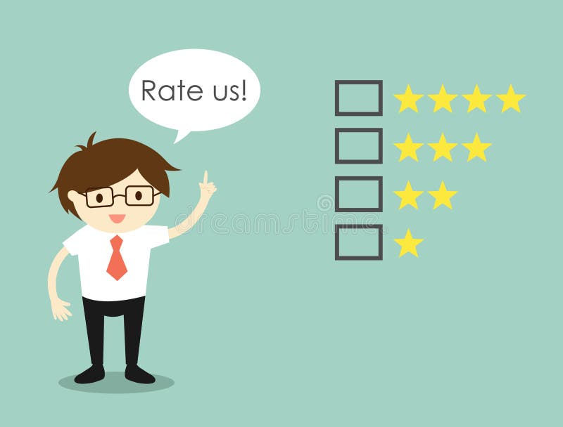 Business Concept, Businessman with Rate Us Concept. Stock Vector ...