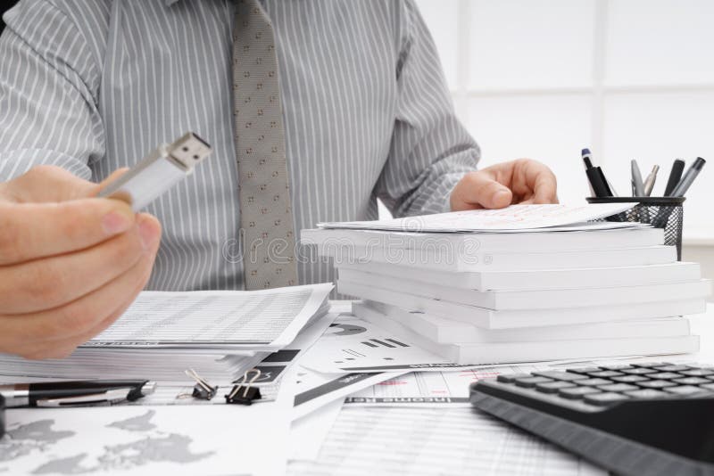 Business Concept - Businessman`s Working Table Close View, Shows the ...