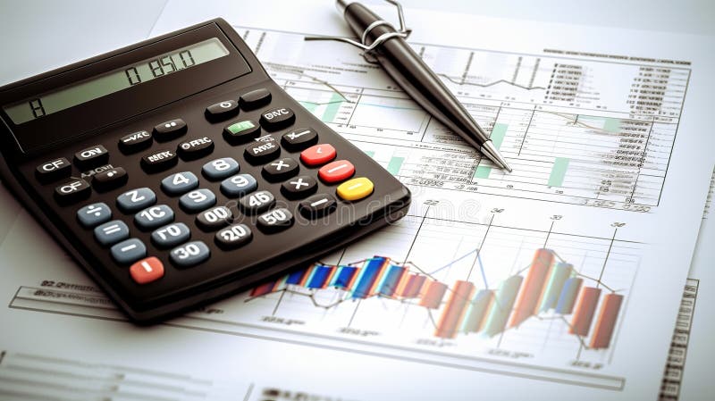 Business Concept. Calculator, Diagram, Grapics and Spreadsheet Stock ...