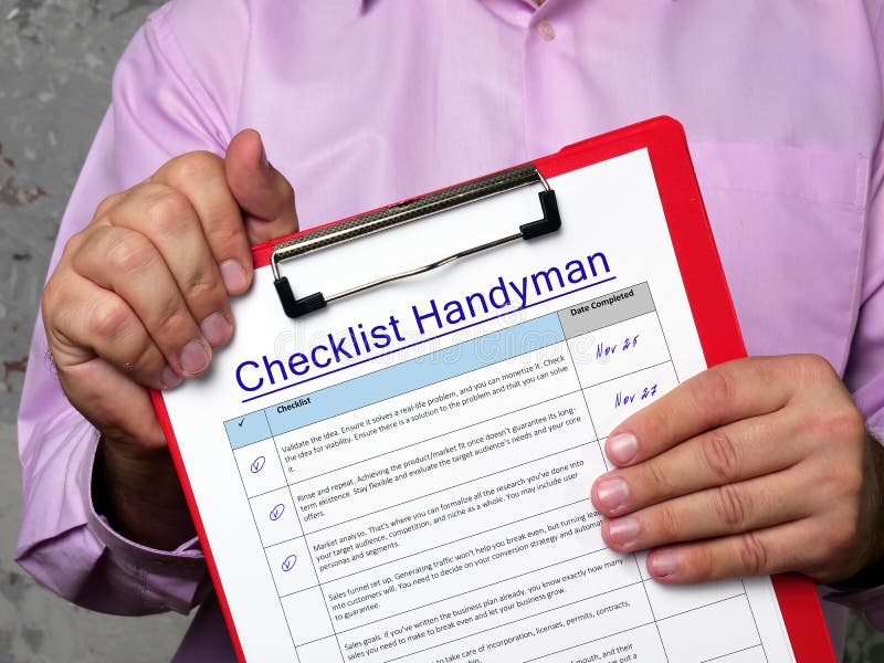 Business Concept about Checklist Handyman with Sign on the Sheet Stock ...