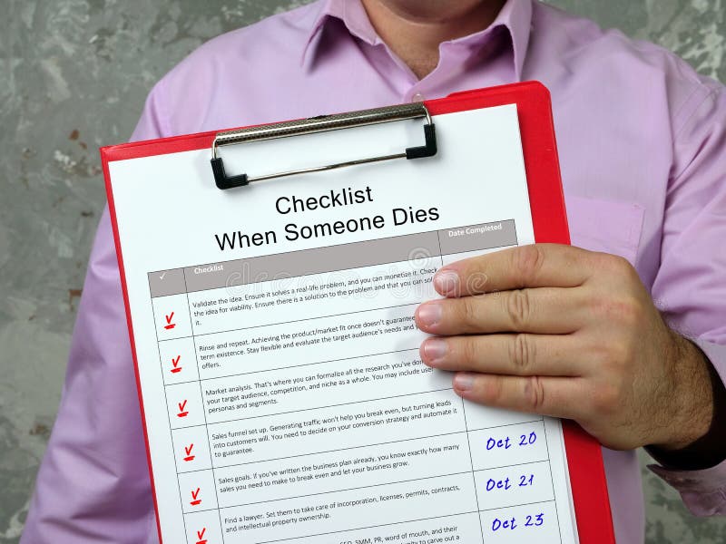 Business Concept about Checklist when Someone Dies with Sign on the ...