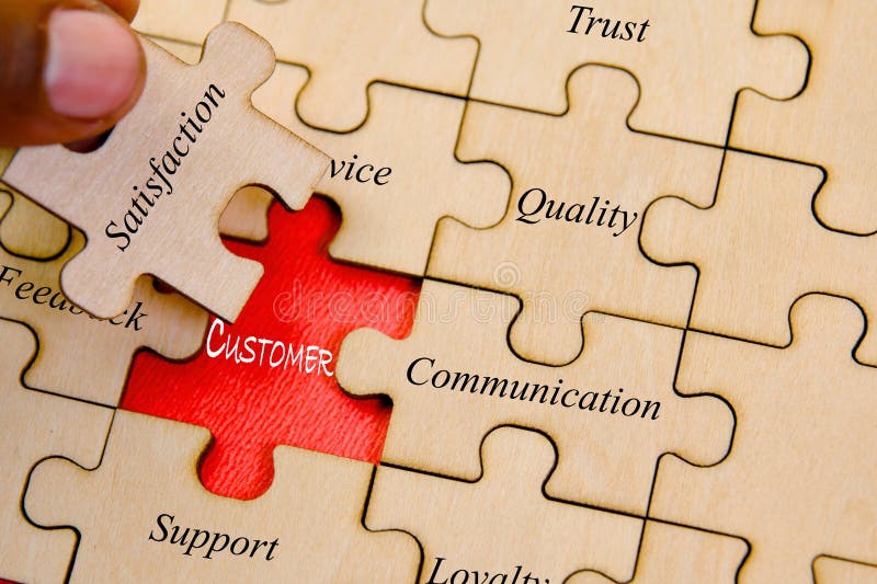 Business Concept Close Up of Piece of Jigsaw Puzzle with Word Customer ...