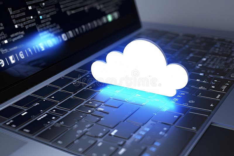 Business Concept, Cloud Information on Laptop , Virtual Screen ...