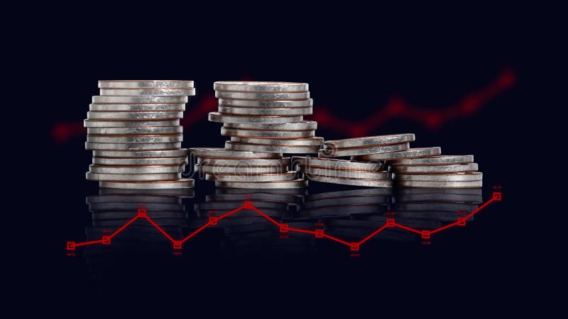 Business Concept with Piles of Coins and Graphs. Stock Footage - Video ...
