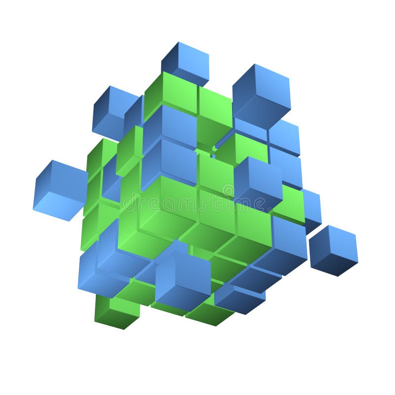 Business Concept, Cube Assembling from Blocks Stock Illustration ...