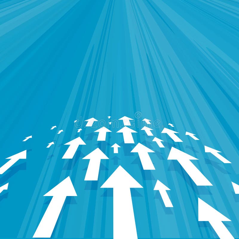 Business Concept Design of Arrows Moving Forward in Blue Background ...