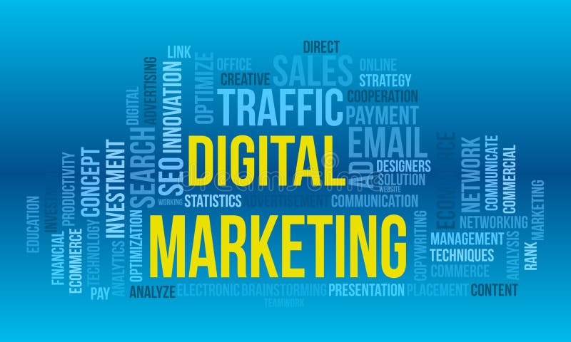 Business Concept, Digital Marketing Word Cloud Vector Template Stock ...