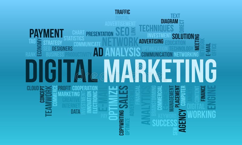 Business Concept, Digital Marketing Word Cloud Vector Template Stock ...
