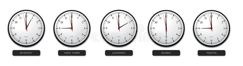Business Concept - Time Zone Clocks Stock Illustration - Illustration ...