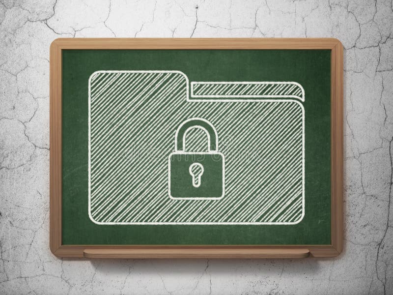 Business Concept: Folder with Lock on Chalkboard Background Stock Photo ...