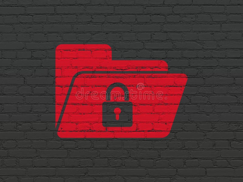 Business Concept: Folder with Lock on Wall Background Stock ...