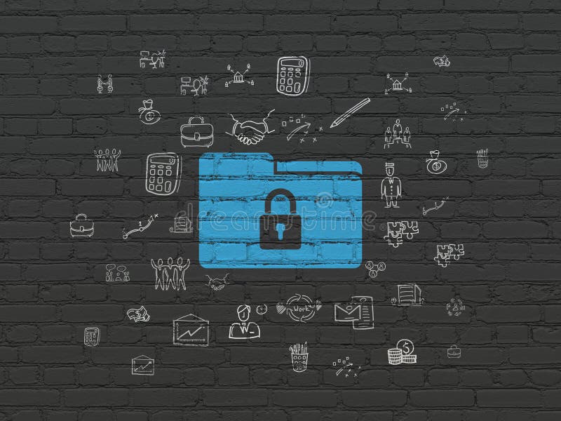 Business Concept: Folder with Lock on Wall Stock Illustration ...