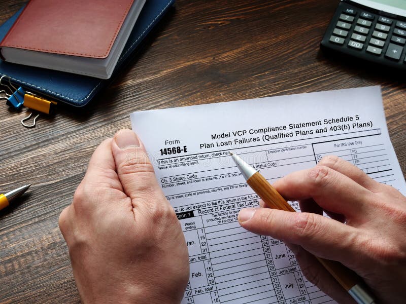 Business Concept about Form 14568-E Model VCP Compliance Statement ...