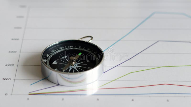 A compass on a chart. stock photo. Image of economy - 198884442