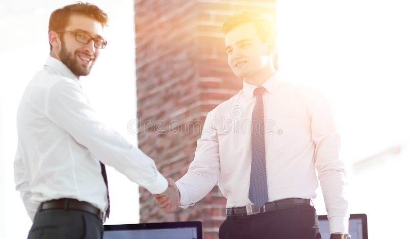 Welcome Handshake Manager and Client Stock Photo - Image of consult ...