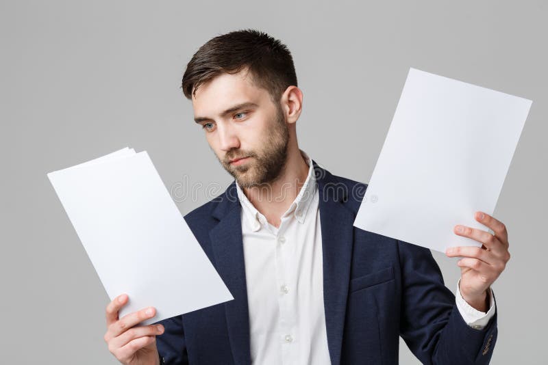 Business Concept - Handsome Business Man Serious Working with an Stock ...
