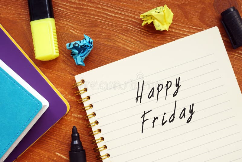 Business Concept about Happy Friday with Phrase on the Page Stock Image ...