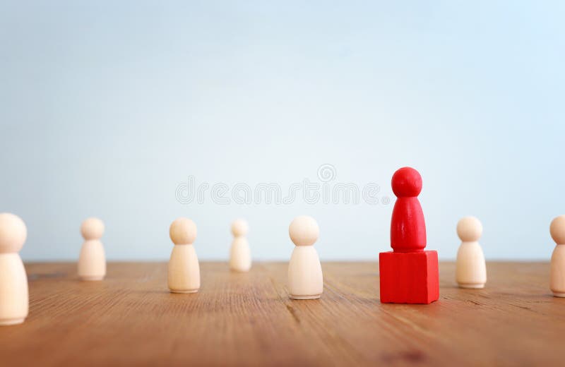Business Concept Image of People Figures Over Wooden Table, Human ...