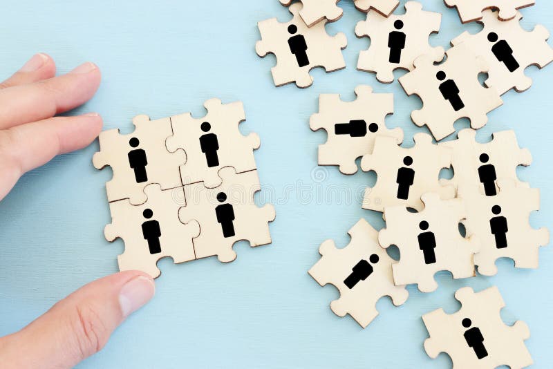 Business Concept Image of Puzzle Blocks with People Icons ,human ...