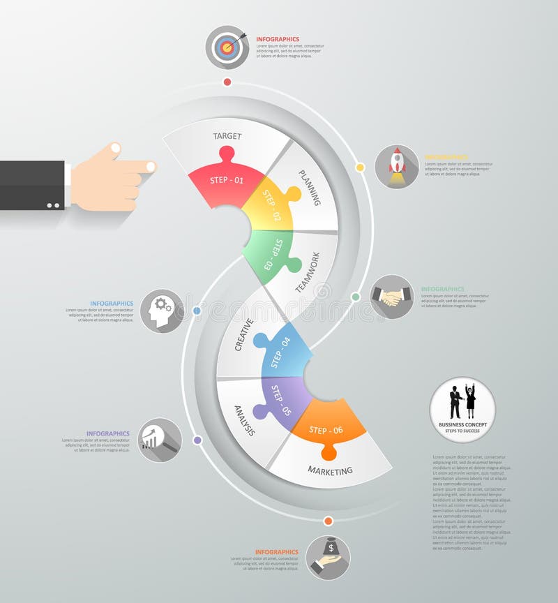 Business Concept Infographic Template, Stock Vector - Illustration of ...