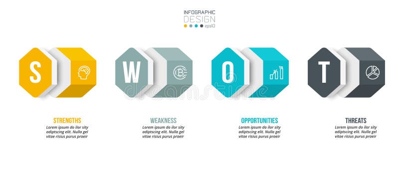 Business Concept Infographic Template with Swot Analysis Stock Vector ...
