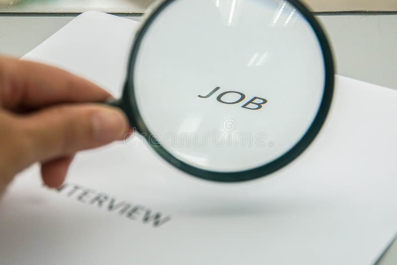 Concept of Job Hunting and Interview by Magnifying Glass Stock Image ... Concept of Job Hunting and Interview by Magnifying Glass Stock Image ...