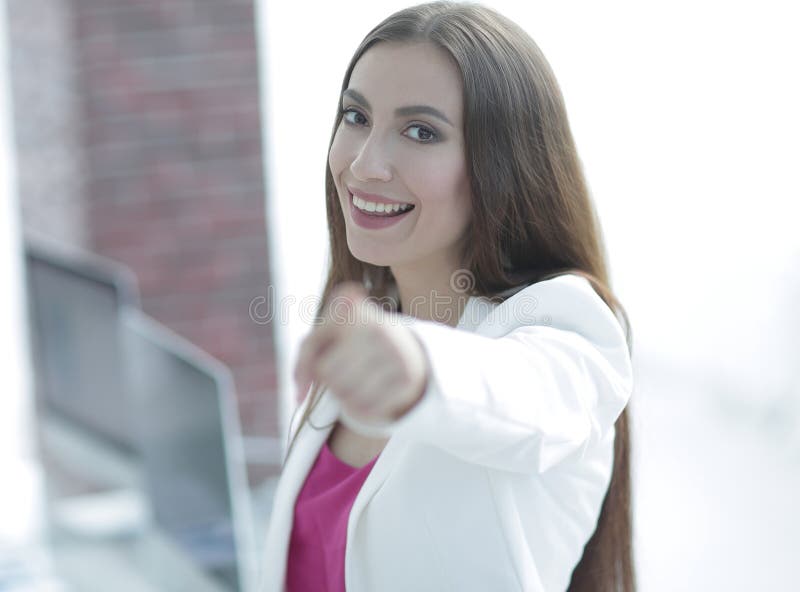 Business Lady Pointing To the Front Stock Photo - Image of female ...
