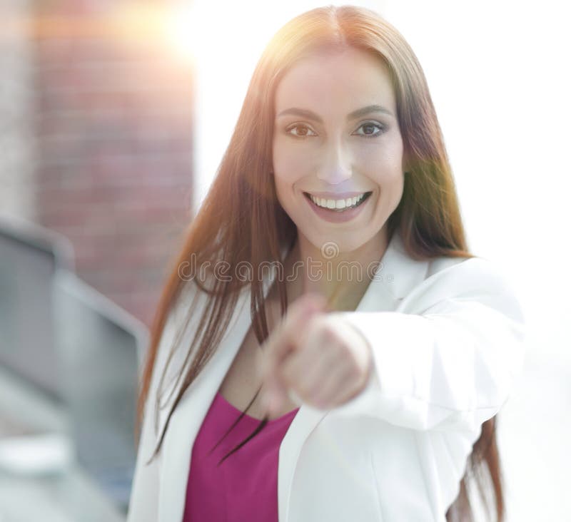 Business Lady Pointing To the Front Stock Photo - Image of finger ...