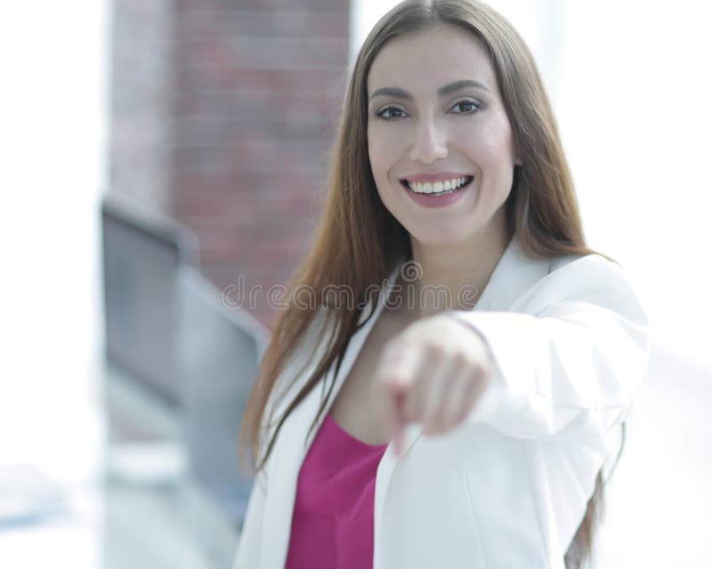 Business Lady Pointing To the Front Stock Photo - Image of ...