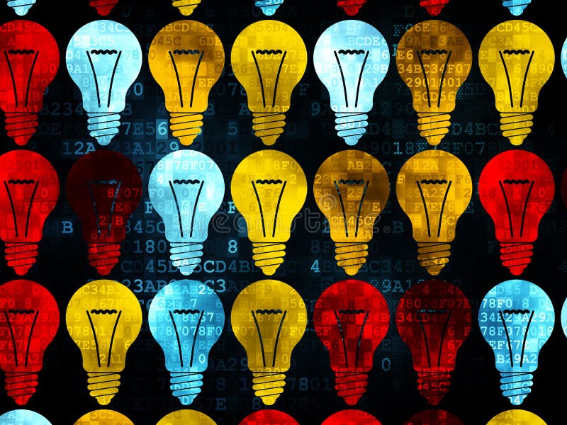 Business Concept: Light Bulb Icons on Digital Stock Illustration ...