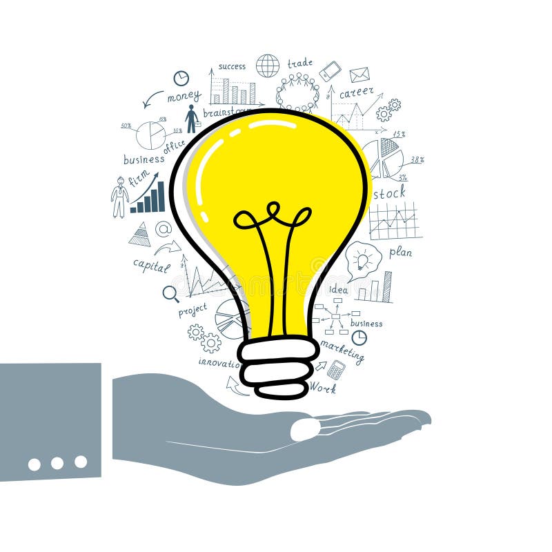 Business Concept. Light Bulb with Business Success Drawing Strategy ...