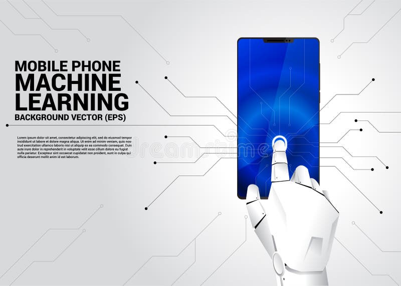 Robot Hand Touch on Screen of Mobile Phone. Stock Vector - Illustration ...