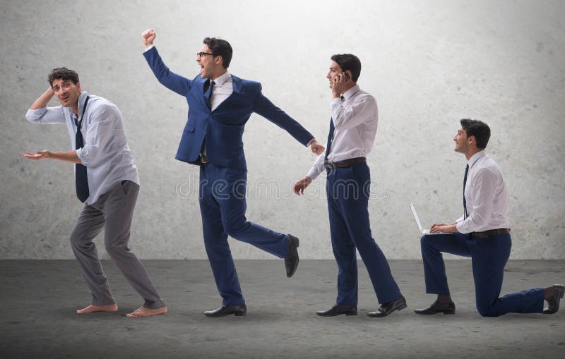 The Business Concept with Man Progressing through Stages Stock Photo ...