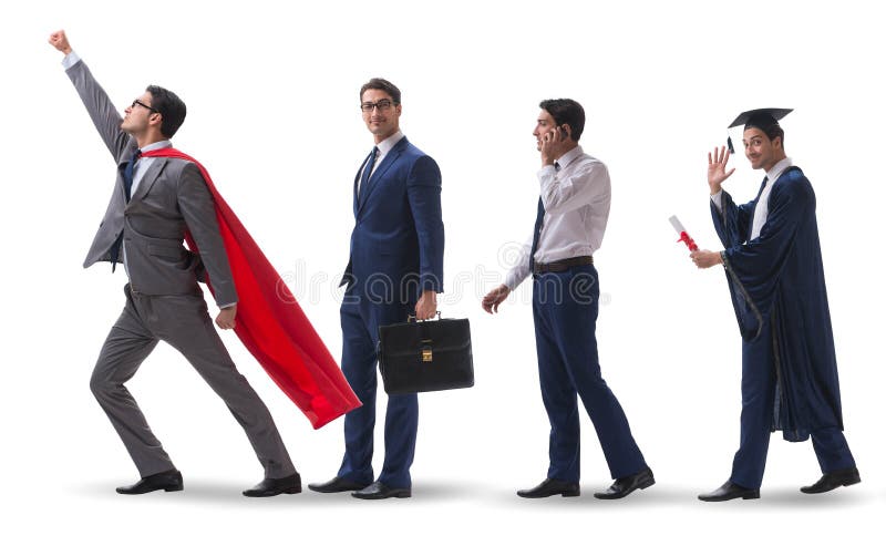 Business Concept with Man Progressing through Stages Stock Image ...