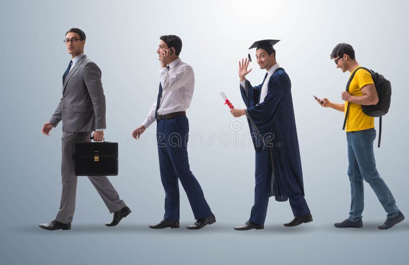 Business Concept with Man Progressing through Stages Stock Photo ...