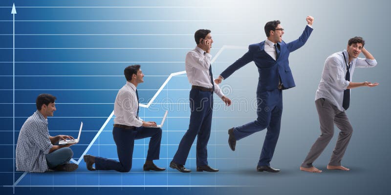 The Business Concept with Man Progressing through Stages Stock Image ...
